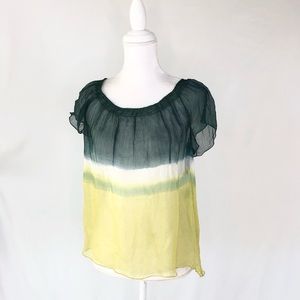 Max Studio | Tops | Max Studio Sheer Silk Green Yellow Tie Dye Top Xs ...